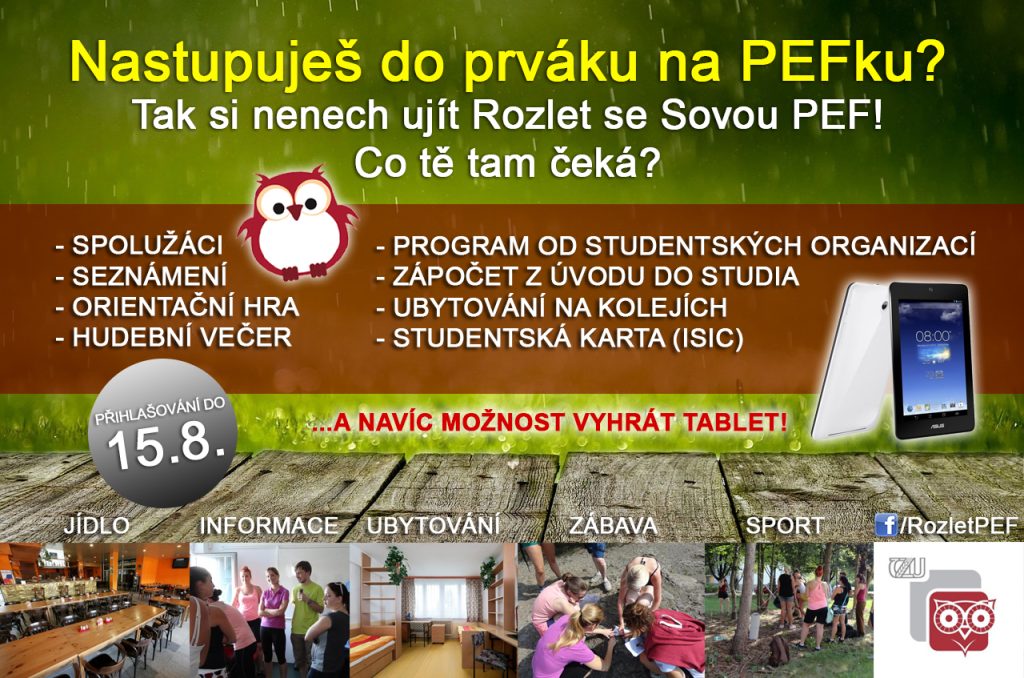 Konec přihlášek na seznamovací kurz | Rozlet se Sovou PEF